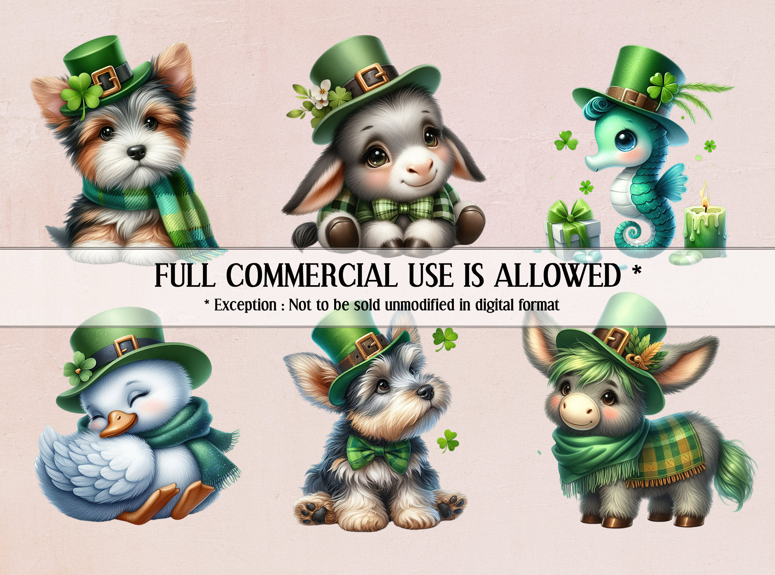 30 PNG St.patricks Day Animals Clipart, Transparent Background, Bonus ...