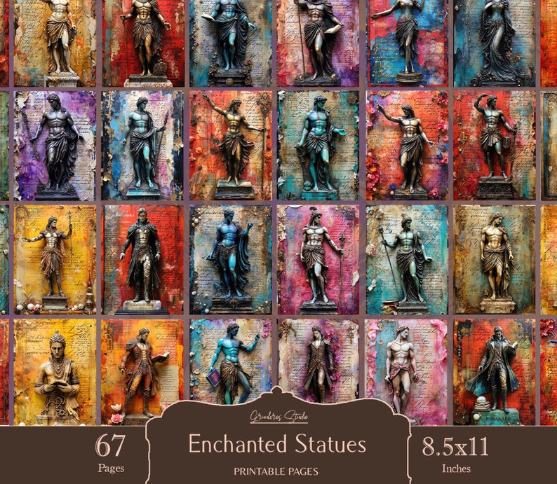 Greek Statues Junk Journal, Fantasy Statues Printable, Enchanted ...