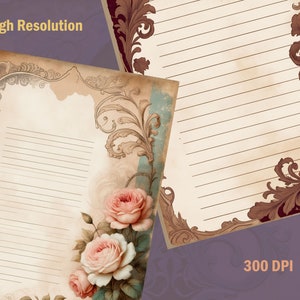 Victorian Writing Paper, Filigree Pages, Collage Printable Junk Journal ...