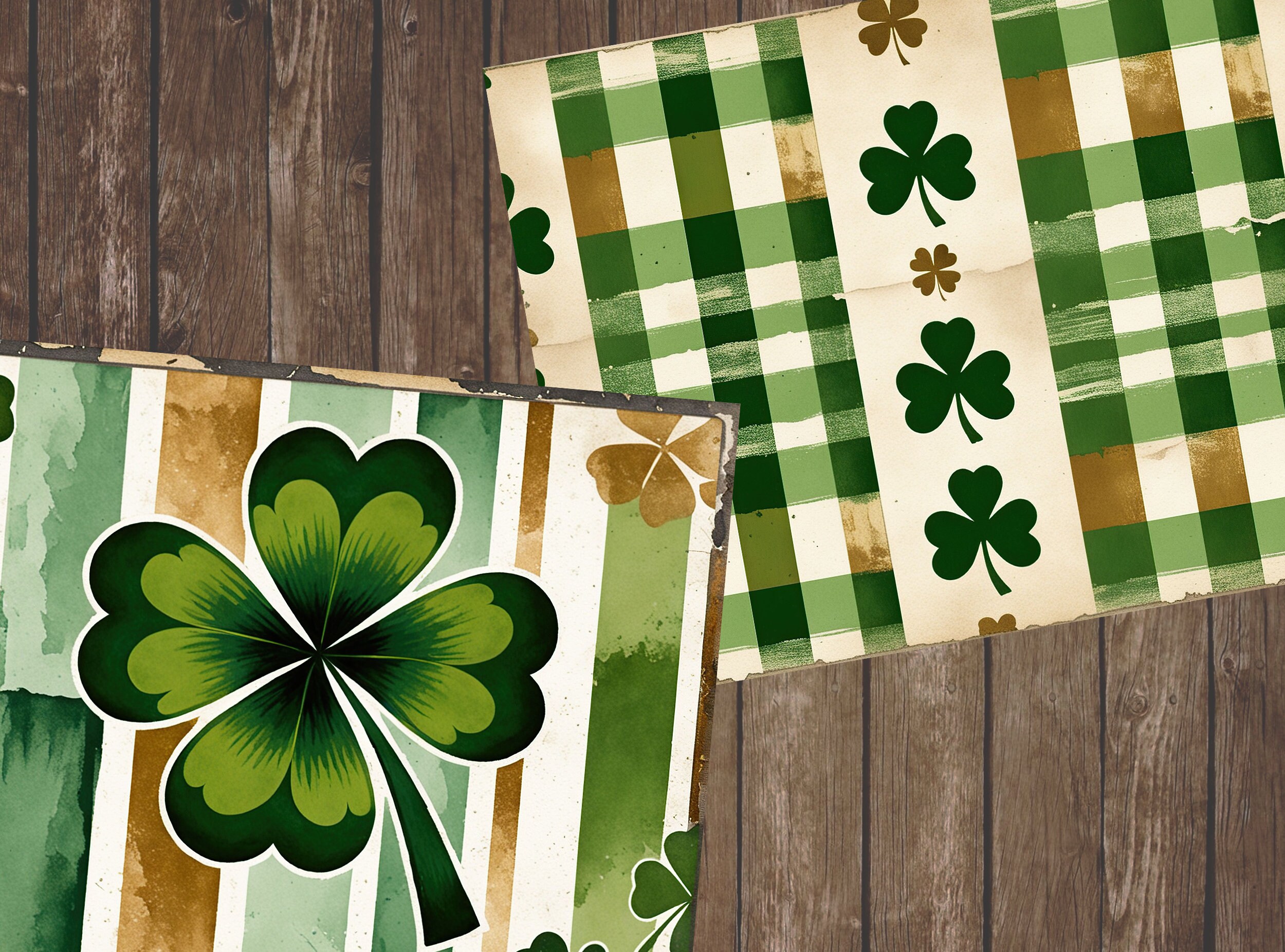 St.patricks Day Junk Journal Paper, Four Leaf Clover, Scrapbook Sheets ...