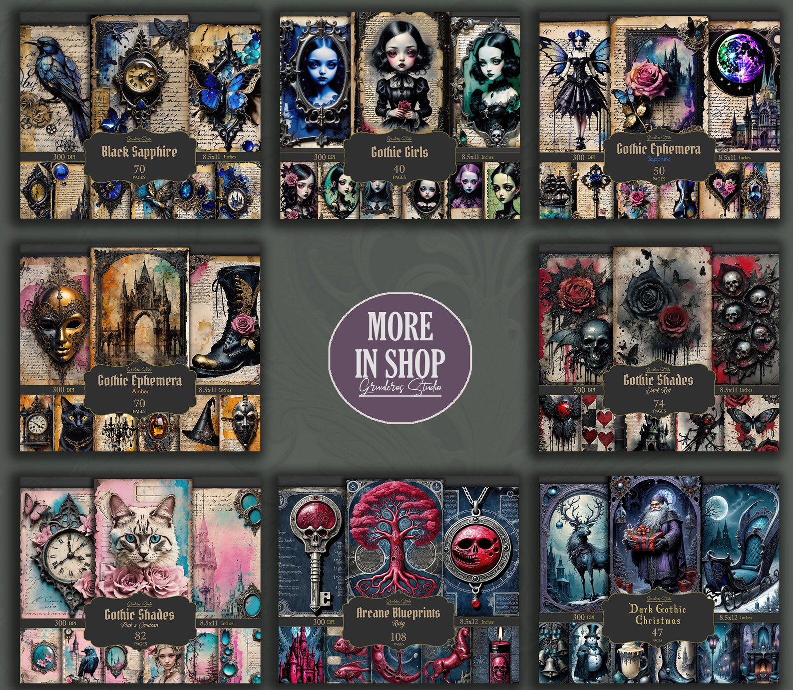 Victorian Goth Junk Journal Kit, Book of Shadows, Digital Download ...