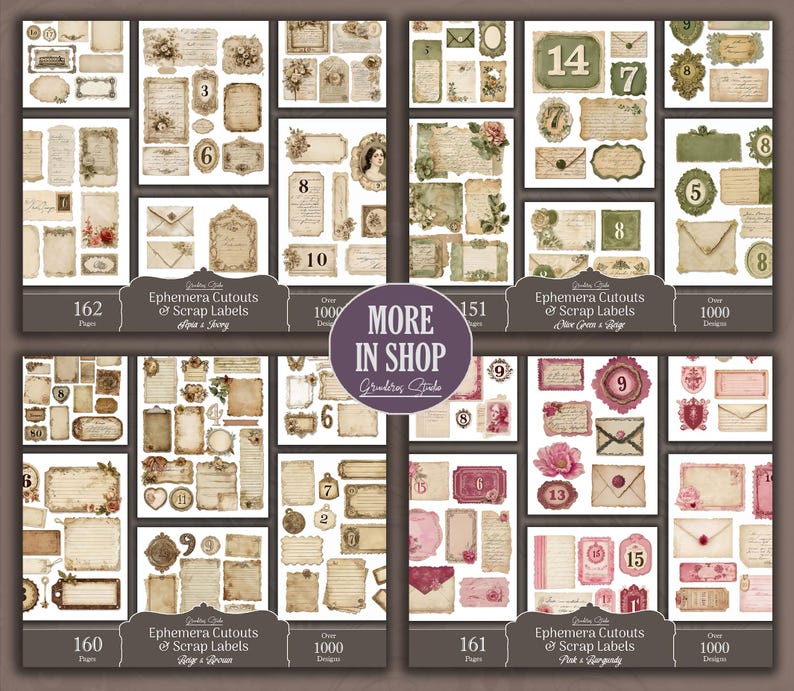 Vintage Clusters, Digital Ephemera for Junk Journals & Scrapbooks ...
