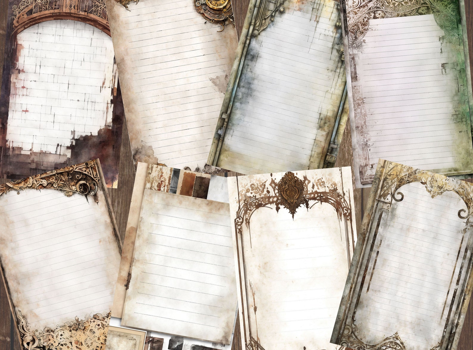 36 Gothic Printable Lined Junk Journal Pages, Dark Academia, Scrapbook ...