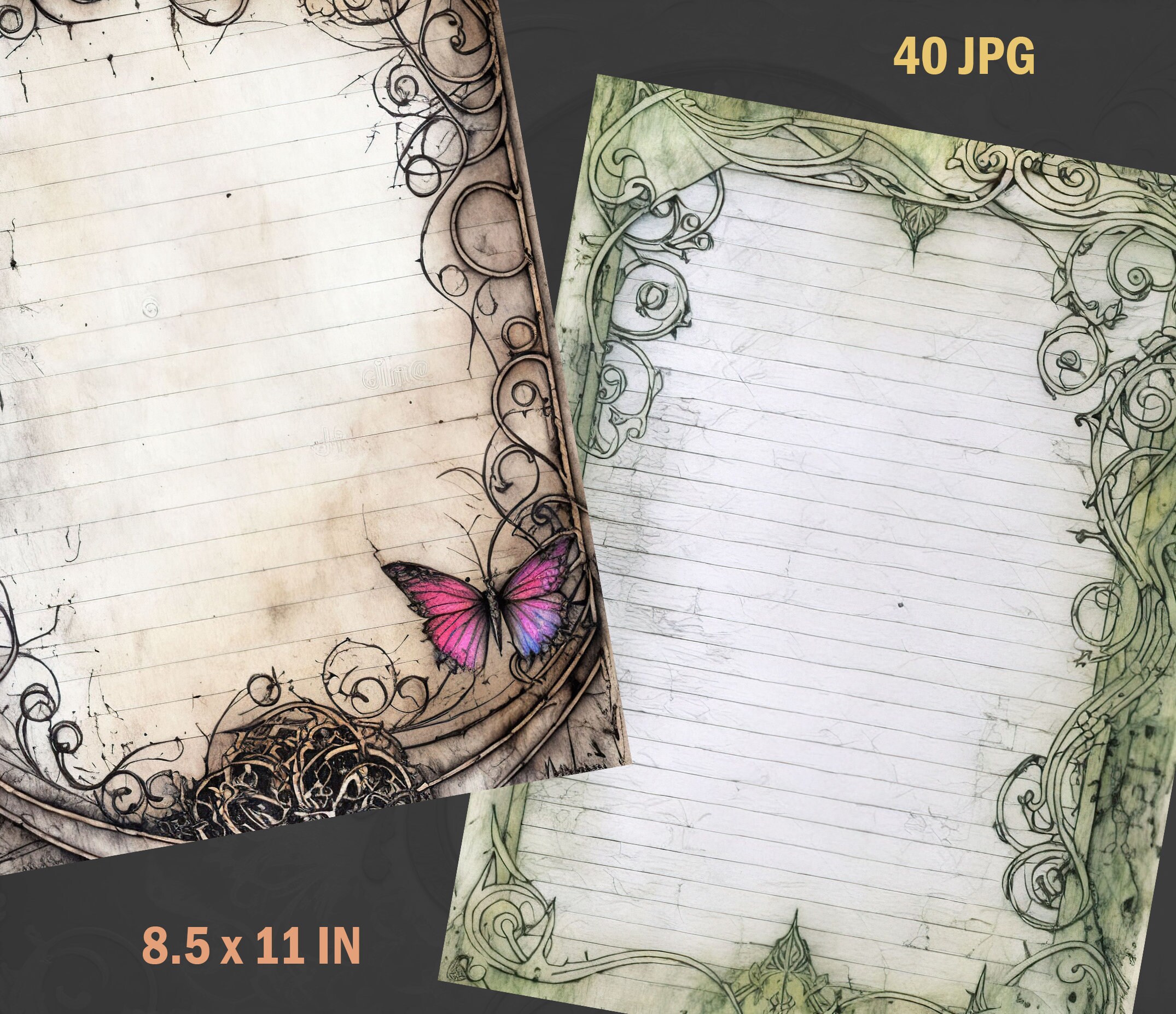 Gothic Stationery Paper, Gothic Writing Paper, Dark Academia Printable ...