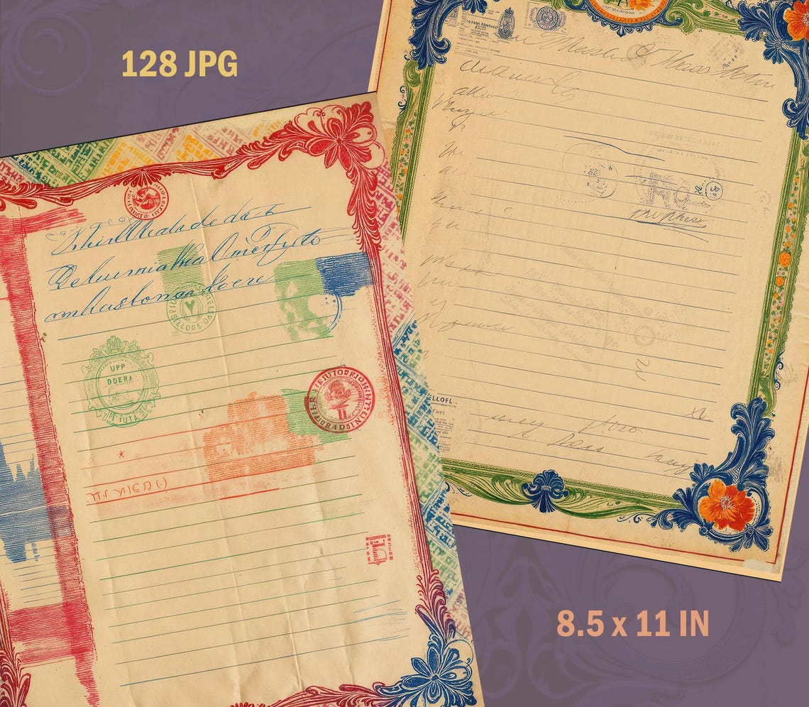 Victorian Script Digital Papers, Vintage Handwritten Style Ephemera ...