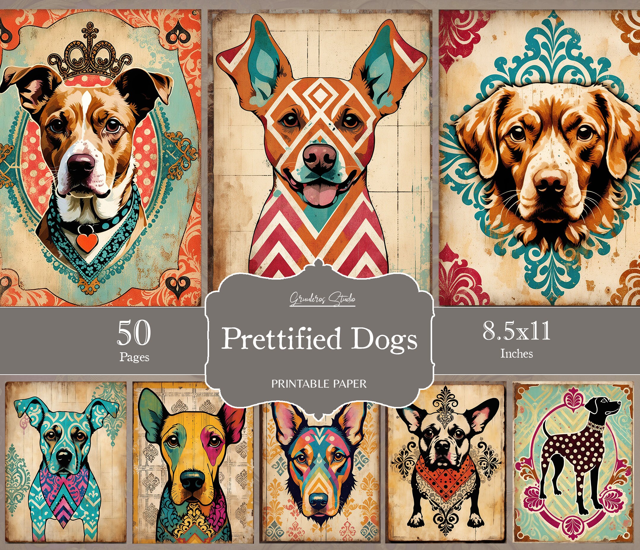 Dogs Journal, Printable, Junk Journal Kit, Grunge Pages, Dog Digital ...