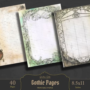 Gothic Stationery Paper, Gothic Writing Paper, Dark Academia Printable ...