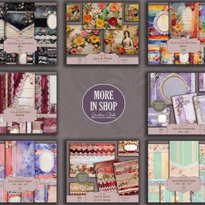 Green Lace Journal Pages, Digital Paper for Scrapbook and Junk Journal ...