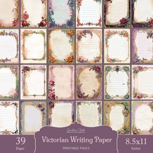 Victorian Writing Paper, Filigree Pages, Collage Printable Junk Journal ...