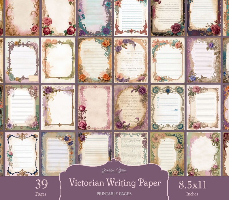 Victorian Writing Paper, Filigree Pages, Collage Printable Junk Journal ...