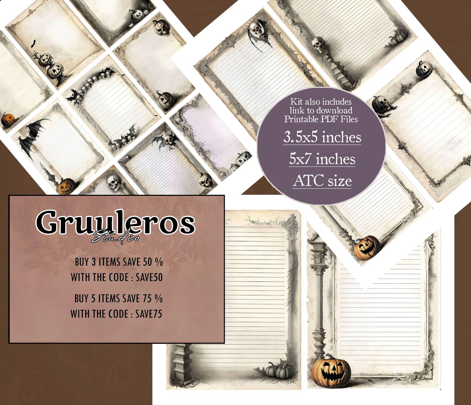 Halloween Printable Stationery Writing Papers, Printable Pumpkins ...