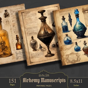 Mystic Potion Junk Journal Pages, Digital Scrapbook Paper Kit, Vintage ...