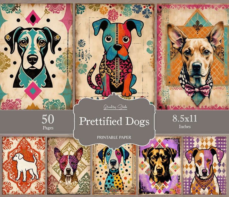 Dogs Journal, Printable, Junk Journal Kit, Grunge Pages, Dog Digital ...