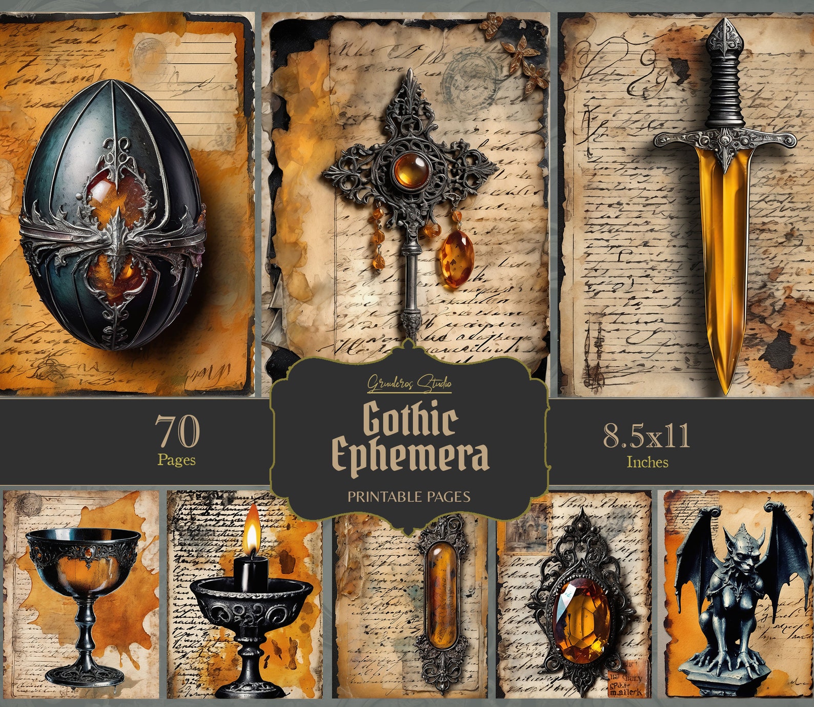 Victorian Goth Junk Journal Kit, Book of Shadows, Digital Download ...