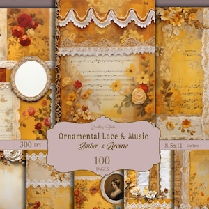 Amber Lace Digital Paper: Shabby Chic Scrapbook Pages (digital Download ...