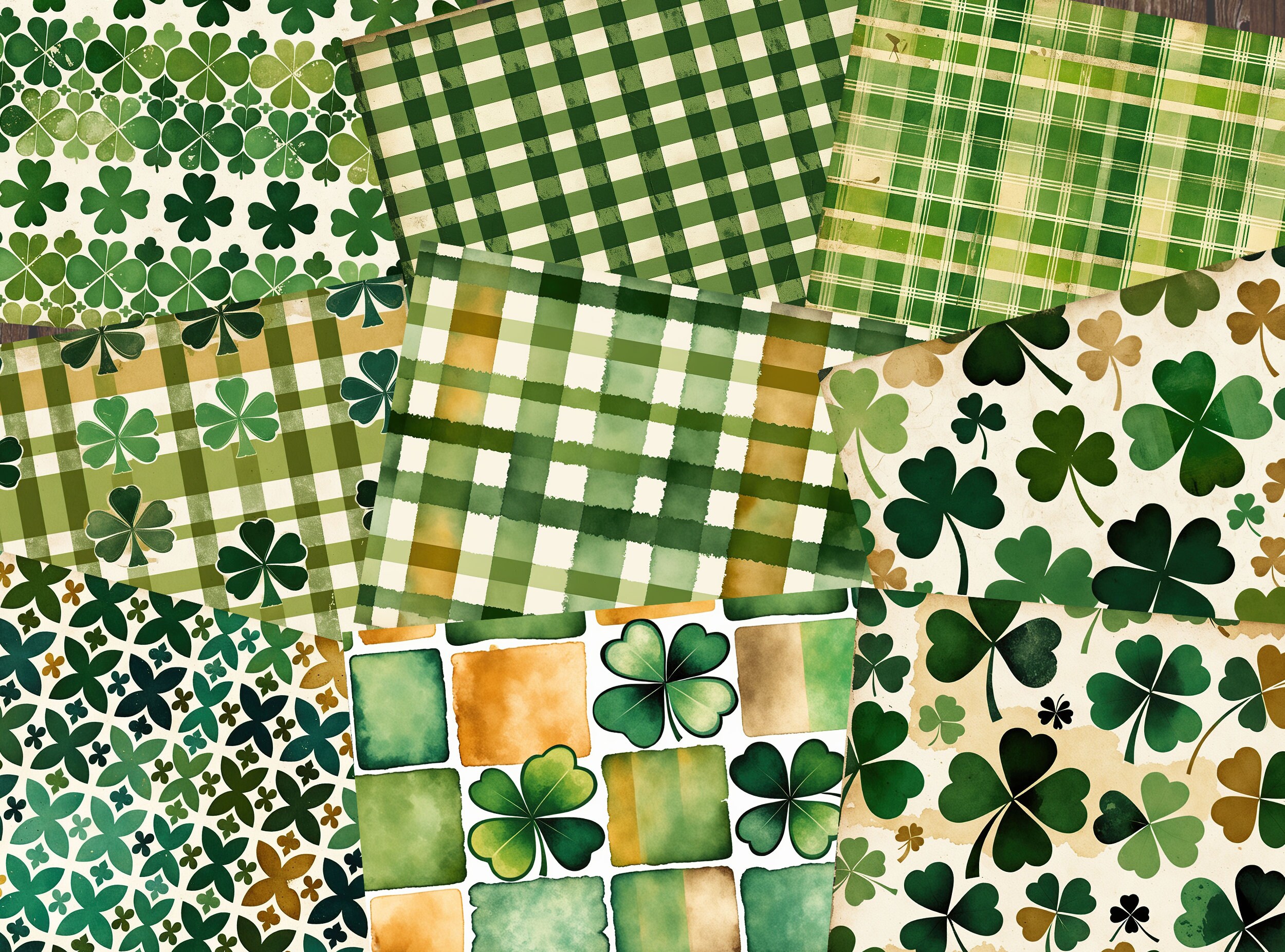 St.patricks Day Junk Journal Paper, Four Leaf Clover, Scrapbook Sheets ...