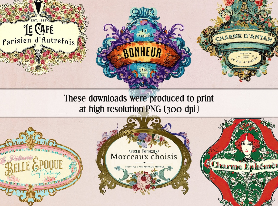 Printable Vintage French Labels, Junk Journal Kit, Label Printable ...