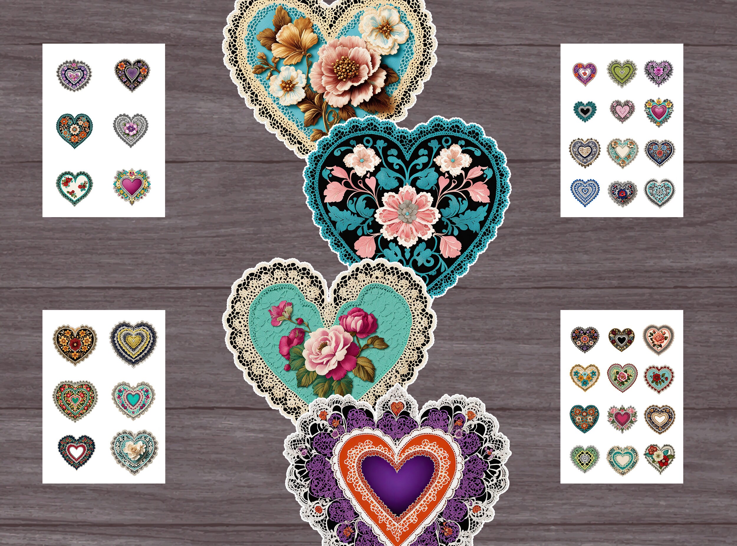 Printable Heart Doilies, 100 Designs, Vintage Lace Embellishments ...