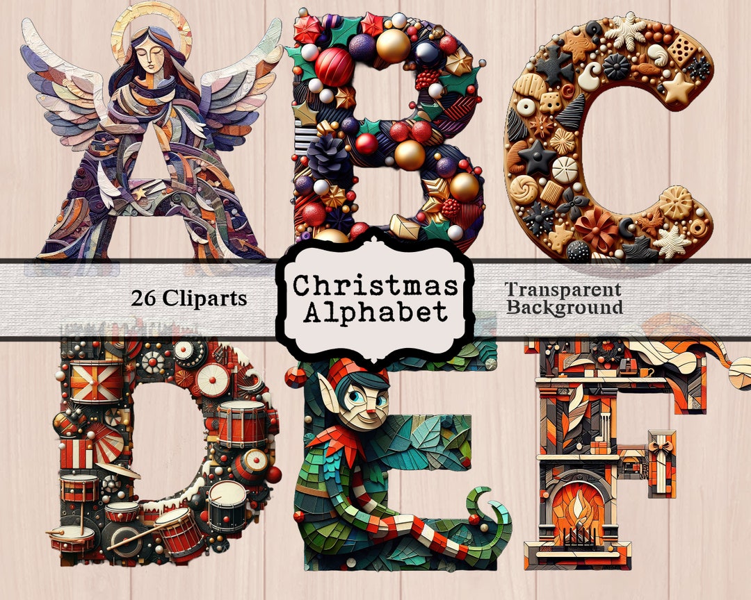Christmas Alphabet Png Clipart Letters 300dpi Transparent Png. - Etsy