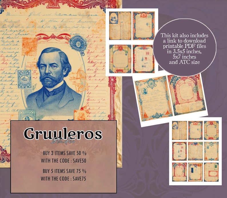 Victorian Script Digital Papers, Vintage Handwritten Style Ephemera ...