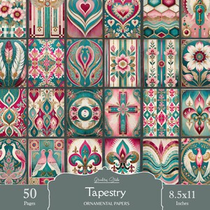 Printable Green Paper, Ornamental, Texture Theme, Journal Embellishment ...