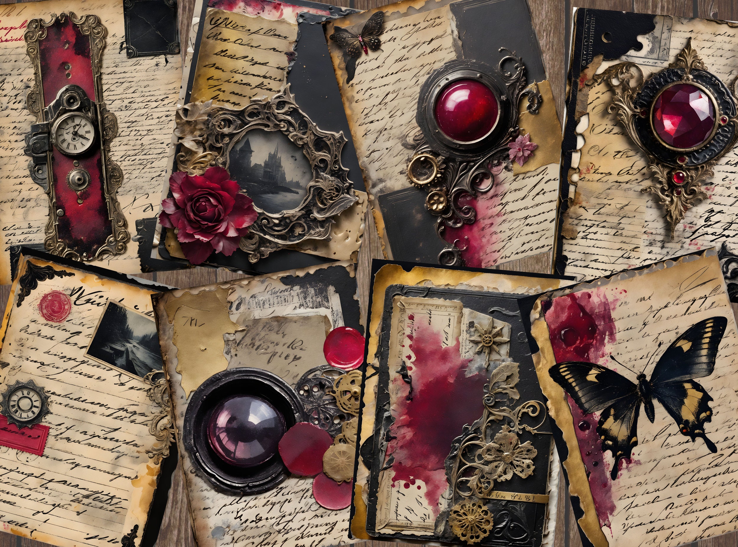 Victorian Goth Junk Journal Kit, Book of Shadows, Digital Download ...