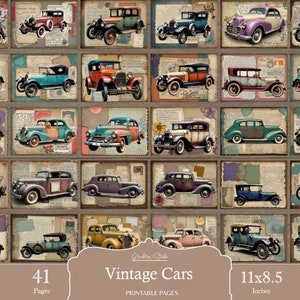 Vintage Cars Junk Journal Kit, Junk Journal Supplies, Journal ...