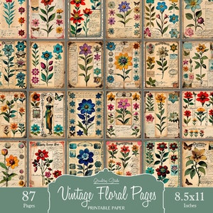 Vintage Floral Journal Pages, Antique Floral Paper, Junk Journal Kit ...