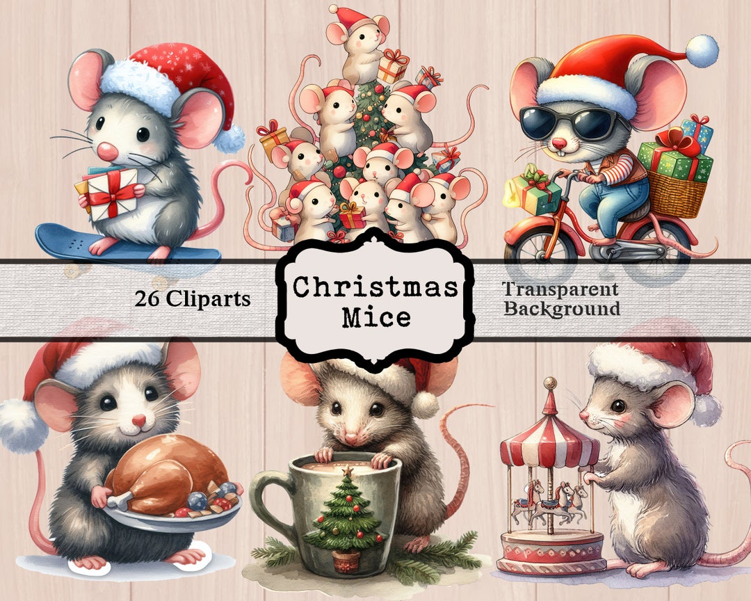 26 Christmas Mice Clipart, Christmas Mouse PNG Clipart, Santa Mouse ...