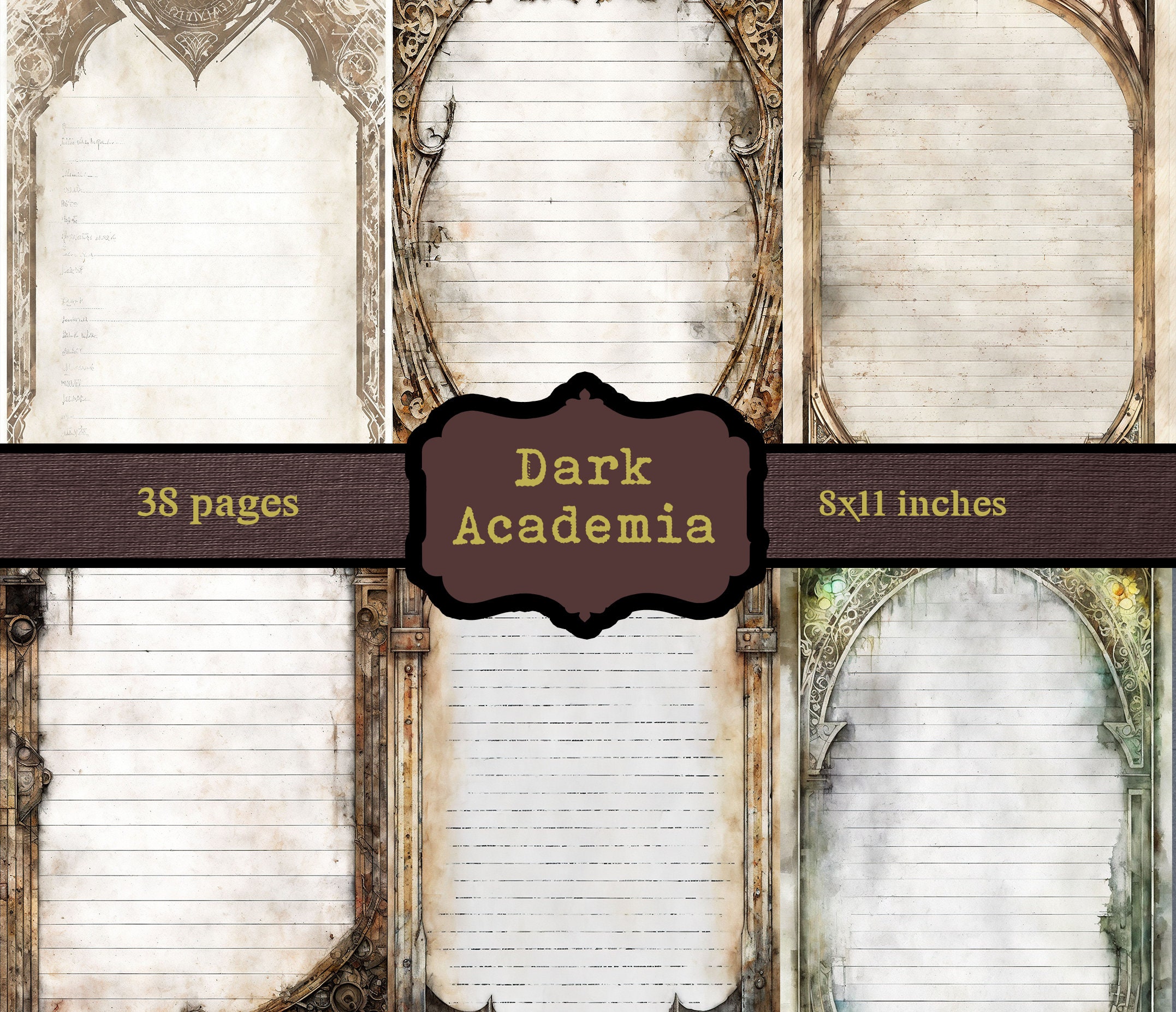 36 Gothic Printable Lined Junk Journal Pages Dark Academia - Etsy