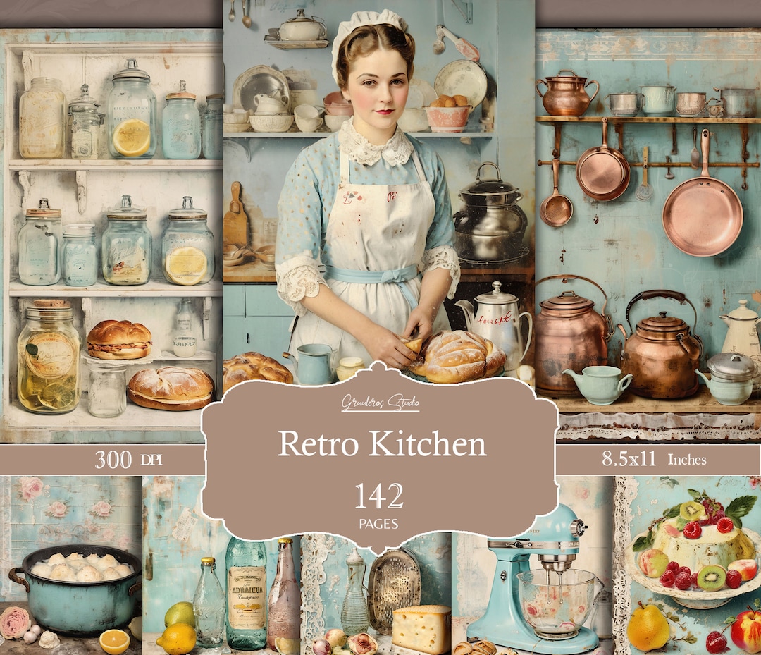 Retro Kitchen Pages, Junk Journal and Scrapbook Paper, Food Images ...