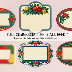 Vintage Blank Labels, Vintage Floral Labels, PNG & A4 Files, Old Labels ...