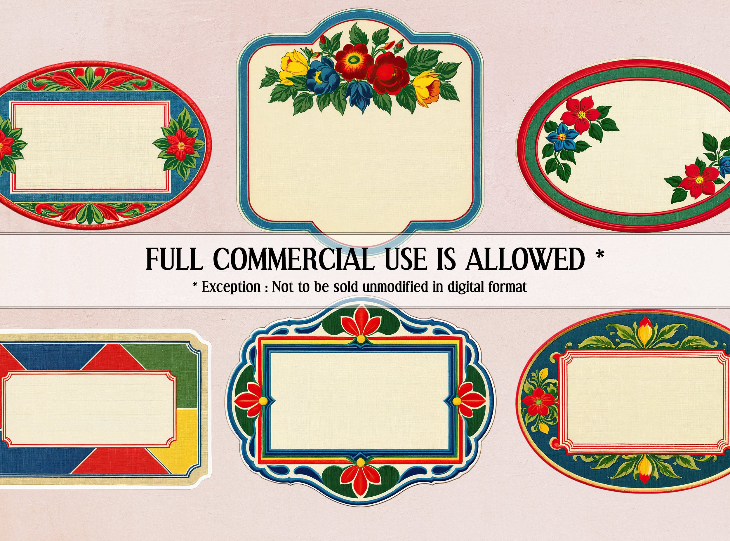 Vintage Blank Labels, Vintage Floral Labels, PNG & A4 Files, Old Labels ...