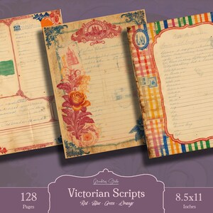 Victorian Script Digital Papers, Vintage Handwritten Style Ephemera ...