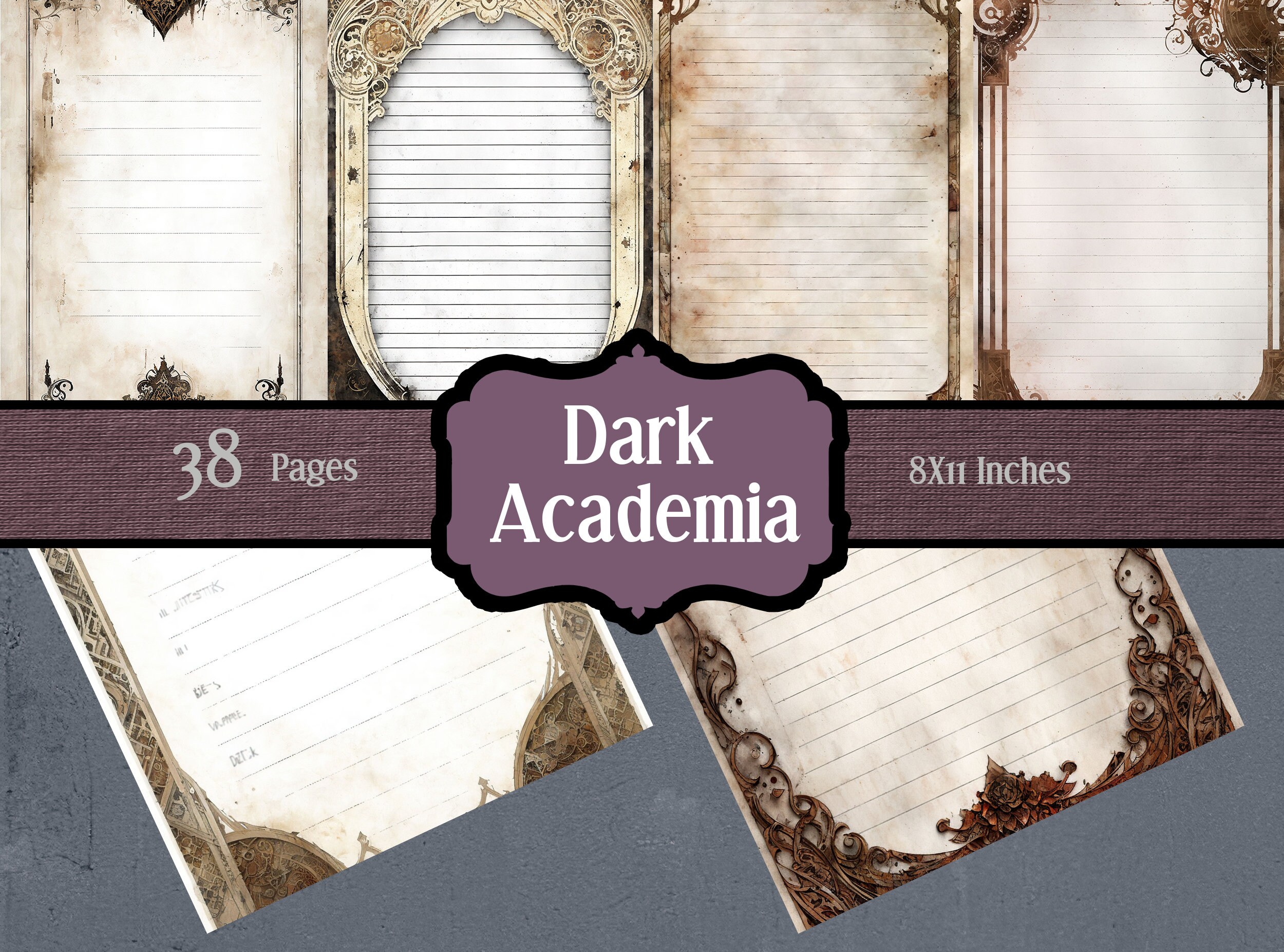36 Gothic Printable Lined Junk Journal Pages Dark Academia - Etsy