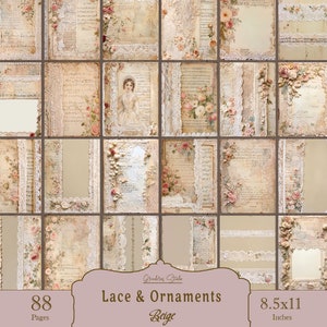 Lace Junk Journal, Printable, Beige Lace Images, Lace Digital Journal ...