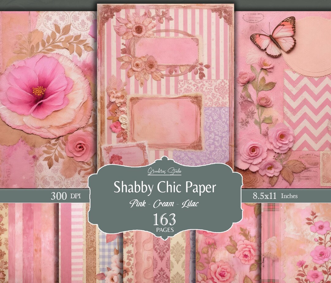 Papel rosa vintage, páginas de scrapbook estilo shabby chic (download ...