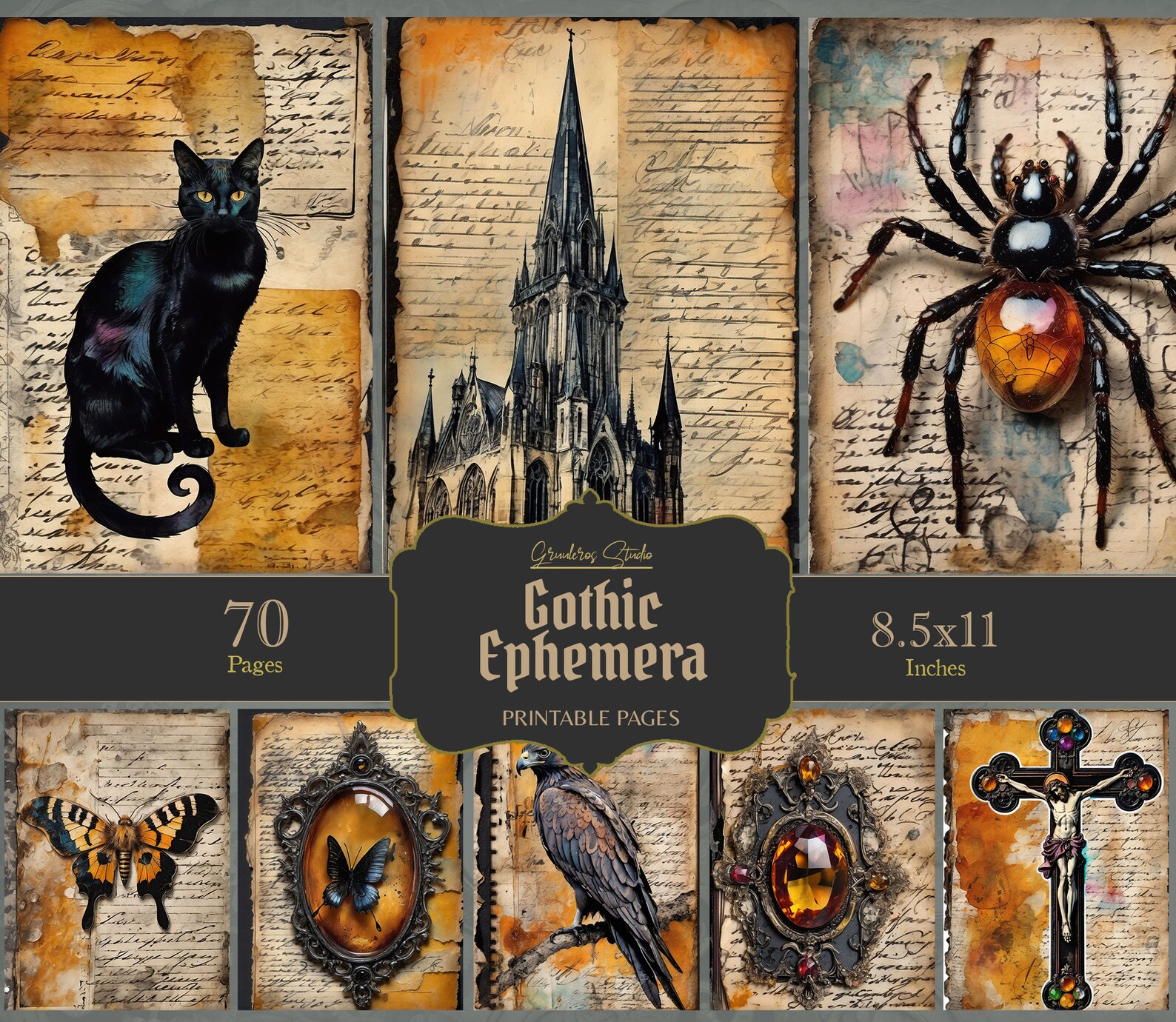 Victorian Goth Junk Journal Kit, Book of Shadows, Digital Download ...