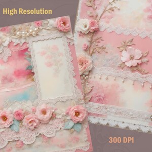 Pink Lace Journal Papers, Shabby Chic, Digital Collage Sheets, Soft ...