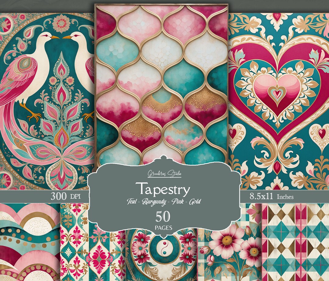 Printable Green Paper, Ornamental, Texture Theme, Journal Embellishment ...