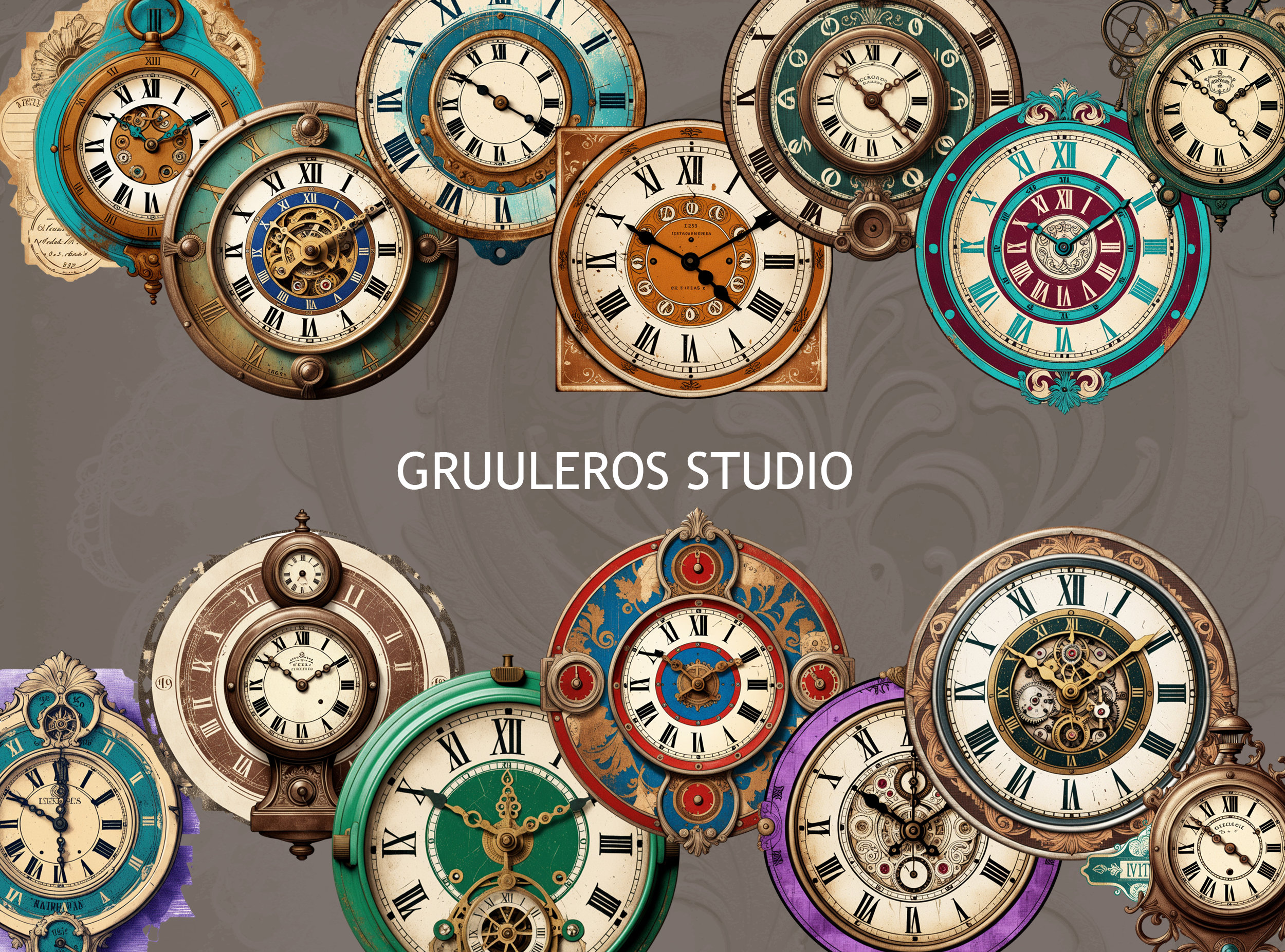 Antique Clock, A4 Printable, Vintage Clock, Face Clock, Journal Kit ...