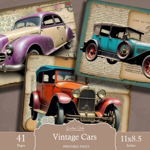 Vintage Cars Junk Journal Kit, Junk Journal Supplies, Journal ...