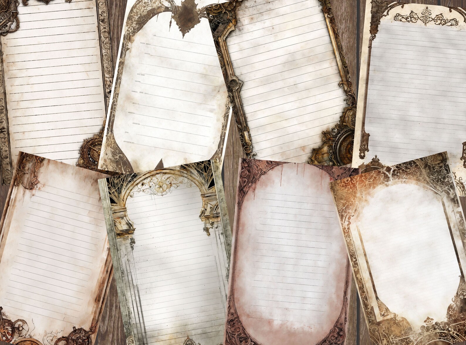 36 Gothic Printable Lined Junk Journal Pages, Dark Academia, Scrapbook ...