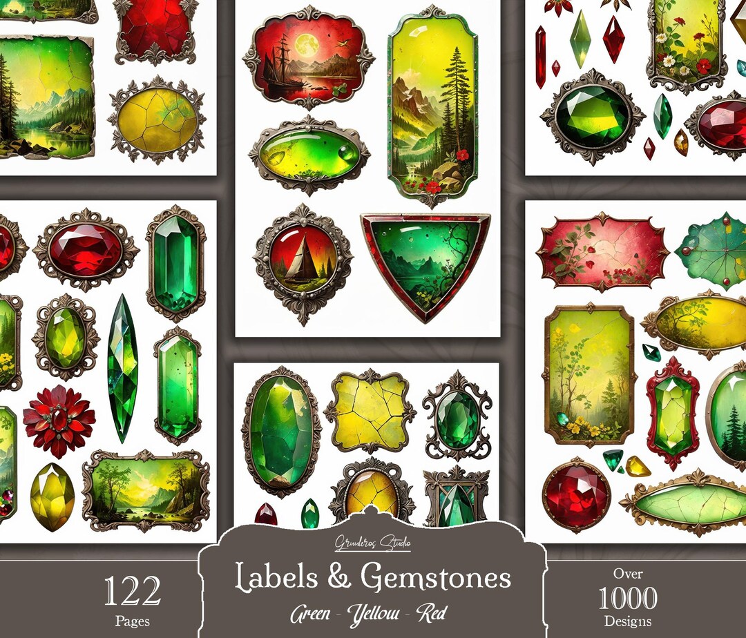 Crystal & Gemstone Labels, Printable Scrapbook Cutouts (digital ...