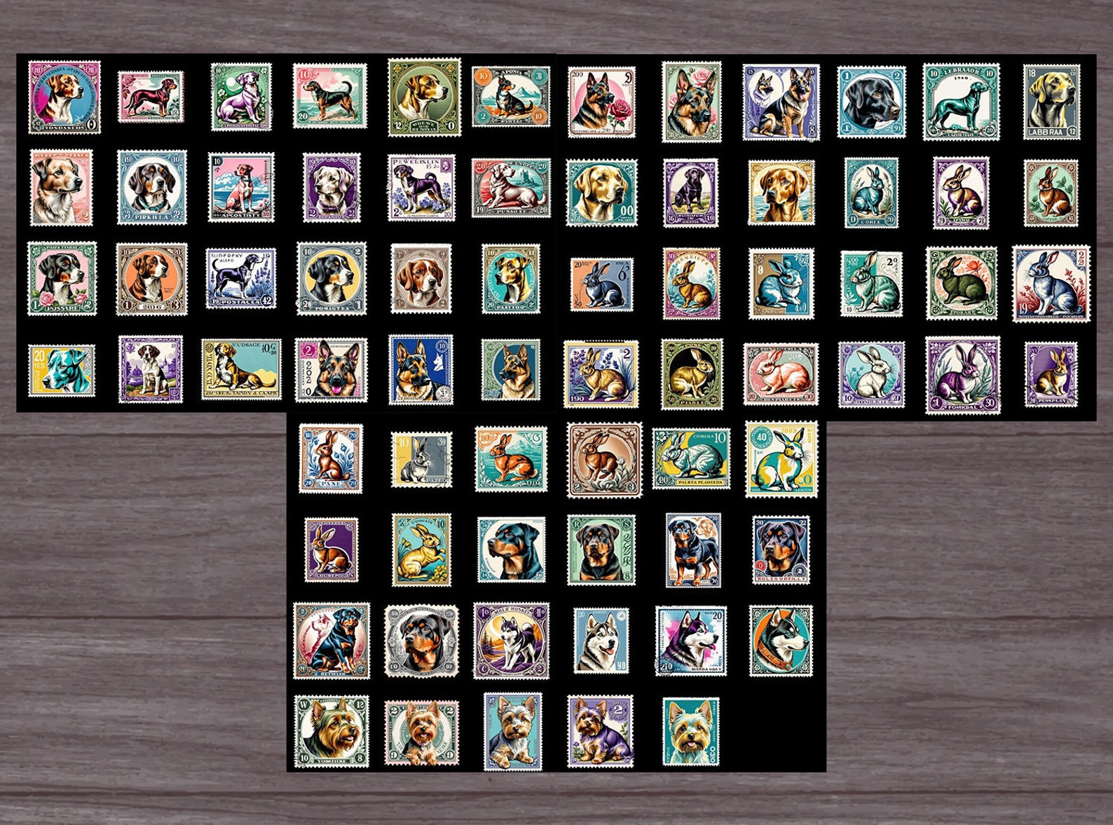 Faux Postage Stamps, Animal Postal Printable, Dogs, Cats, Fussy Cuts ...