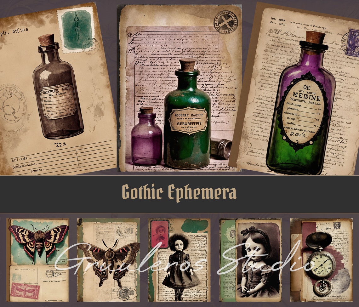 Victorian Goth Junk Journal, Spells, Potion, Digital Download, Gothic ...