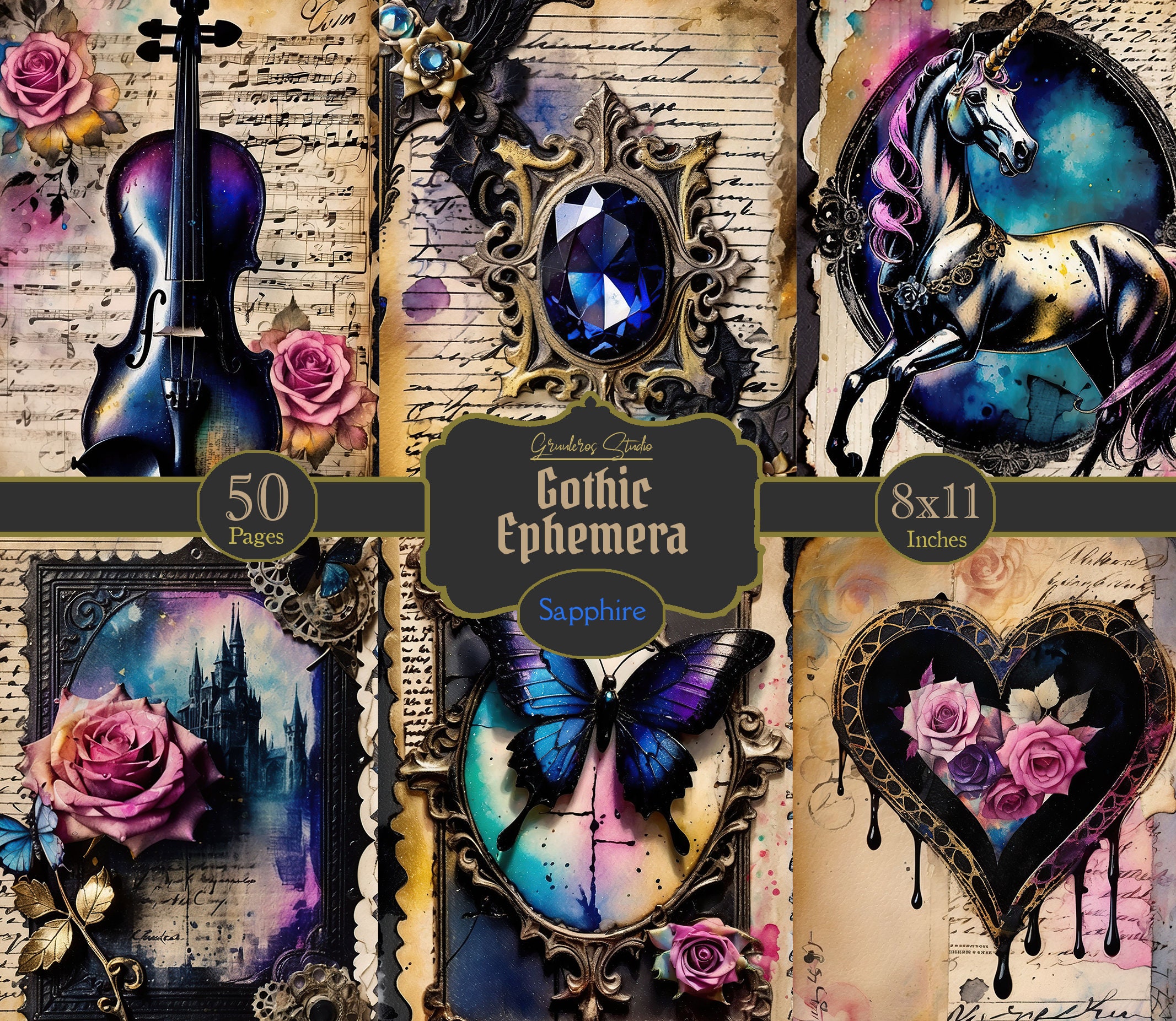 Victorian Goth Junk Journal Kit, Book of Shadows, Digital Download ...