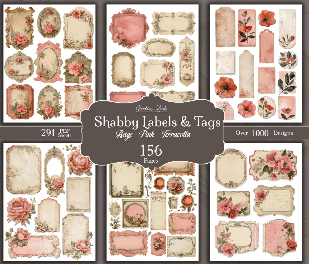 Shabby Labels, Collage Sheets, Printable Grunge Labels & Tags for Junk ...