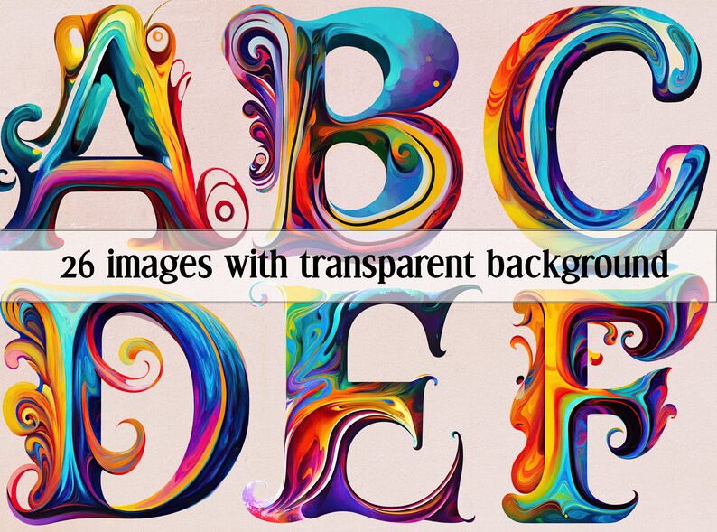 Psychedelic Alphabet, Initials PNG, Psychedelic Art, Psychedelic Decor ...