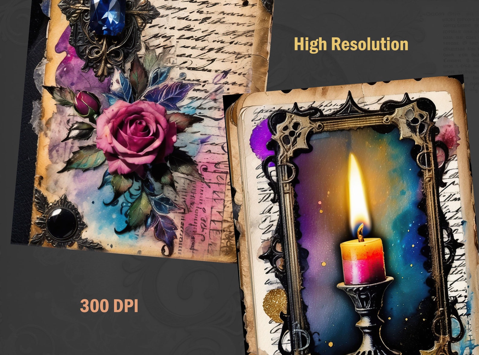 Victorian Goth Junk Journal Kit, Book of Shadows, Digital Download ...